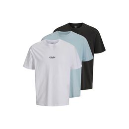 Jack & Jones Jack & Jones T-Shirt 'JJESOHO' Herren Gr&ouml;&szlig;e M pastellblau / schwarz / wei&szlig;