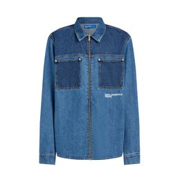 KARL LAGERFELD JEANS Button Up Shirt male size XL Blue denim / Dark blue / White