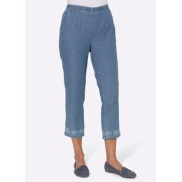 WITT Damen 7/8-Jeans mit Bl&uuml;tenstickerei, blue-bleached, Gr&ouml;&szlig;e 19