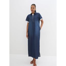 bonprix Maxi-Jeanskleid, blau, Gr.52, Lockeres Maxi-Jeanskleid, 100% Baumwolle (organic)