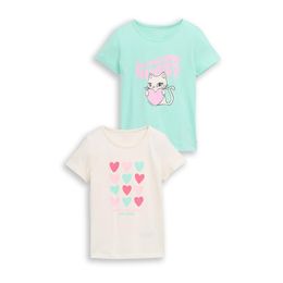 Tom Tailor T-Shirt M&auml;dchen Gr&ouml;&szlig;e 104/110 t&uuml;rkis / pink / rosa / wei&szlig;