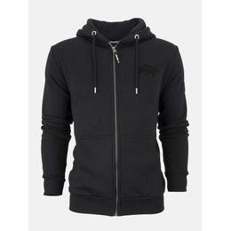 FORSBERG Sweatshirt 'Zip-Hoodie mit Frottee Logo' Herren Gr&ouml;&szlig;e 4XL schwarz