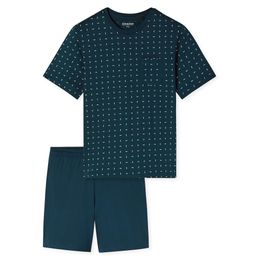 Schiesser Short Pajamas ' Comfort Essentials ' male Blue, Green size 3XL
