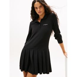 Tommy Jeans Damen Sweatkleid "TJW SCRIPT PLEATED SWEATER DRESS"schwarz, Gr. M, unifarben, Jersey, Obermaterial: 85% Baumwolle, 13% Polyamid, 2%