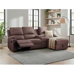 Ecksofa OTTO HOME, B:240cm H:105cm T:155cm, braun, Wohnzimmer, Sofas, "NAPORI Multimediasofa, 3er Kinosessel XXL, L-Form, 3 Bezugsstoffe", Kinosofa