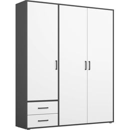 Dreht&uuml;renschrank Rauch, B:140cm H:194cm T:53cm, grau, Holzwerkstoff, Schr&auml;nke, "Kleiderschrank Schrank Garderobe W&auml;scheschrank VOYAGER", mit 2
