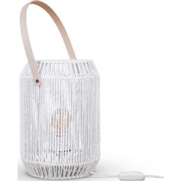 Paco Home Tischleuchte "NANDO", &Oslash; 22,5cm H: 31,4cm, wei&szlig;, Wohnzimmer, Leuchten, Tischlampe Schreibtischlampe Beistelltisch Lampenschirm Boho Korb E27