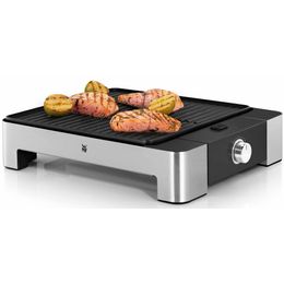 Tischgrill WMF, B:28,5cm H:8cm T:35cm, silber, Kontaktgrill_Standgrill_Tischgrill_Teppanyakigrill, "LONO Quadro"