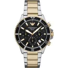 Emporio Armani Damen Chronograph "WORLD EXPLORER", gold, Armbanduhren, Armbanduhr, Solar, Herrenuhr, Edelstahlarmband, analog, Tag