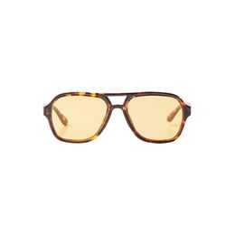 Bershka Sonnenbrille Herren Gr&ouml;&szlig;e One Size cognac / dunkelbraun / pastellgelb
