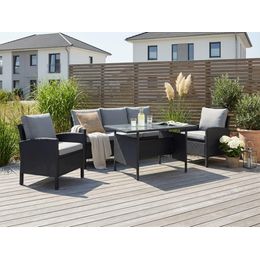 Gartenlounge-Set Konifera, B:62cm, schwarz, Stahl, Sitzm&ouml;bel-Sets, "&raquo;Brooklyn&laquo;", Stahl/Polyrattan