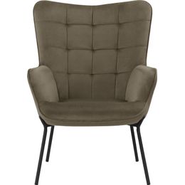 Loungesessel OTTO HOME, B:73cm H:99cm T:80cm, braun, Wohnzimmer, Sessel, "Luukas, Ohrensessel mit Metallbeinen", Stoff recyceltes Polyester, Sitz und