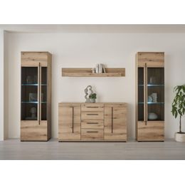 Wohnwand Home Affaire, B:290cm H:270cm T:42cmeiche evoke, Holzwerkstoff, Wohnzimmer, Kastenm&ouml;bel-Sets, "Cantara, moderne Anbauwand, Wohnzimmer-Set,