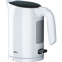 Braun Wasserkocher "PurEase WK 3000 WH - 1,0 L, Schnellkochsystem, Anti-Kalk Filter", B:13,5cm H:22,2cm T:21,4cm, wei&szlig;, Wasserkocher, 2.200 W, Kocht