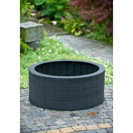 Brunnenumrandung Ubbink, B:90cm H:37,5cm T:90cm, schwarz, Kunststoff, Teichdeko, "DecoWall Wicker 2"
