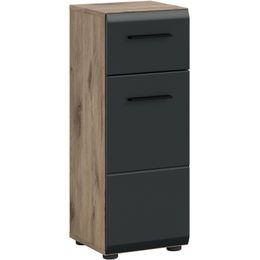 Stauraumschrank Welltime, B:30cm H:80cm T:30cmnox oak nb, schwarz matt, FSC-zertifizierter Holzwerkstoff, MDF, Schr&auml;nke, "FLORENZ, TOPSELLER, H&ouml;he 80