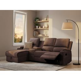Ecksofa OTTO HOME, B:240cm H:105cm T:155cm, braun, Wohnzimmer, Sofas, "NAPORI Multimediasofa, 3er Kinosessel XXL, L-Form, 3 Bezugsstoffe", Kinosofa