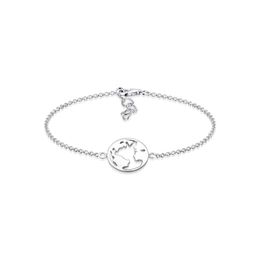 Elli Damen Armband "Weltkugel Globus Reise Travel Cut Out 925er Silber", 16cm, ohne Stein, Silber 925 (Sterlingsilber), silber, Silber 925