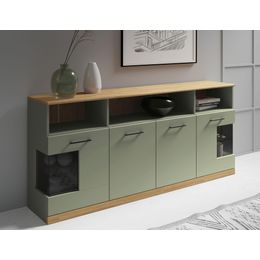 Sideboard OTTO HOME, B:180cm H:80cm T:35cmsalbei, eiche, FSC-zertifizierter Holzwerkstoff, Massivholz, Wohnzimmer, Sideboards, "Ribe,180cm breit,80cm