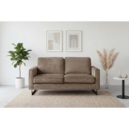2-Sitzer Home Affaire, B:166cm H:85cm T:97cmbraun, 100% Polyester, Sofas, "Pinto, 166 cm, Cord, Chenille, Lederoptik", mit Keder, schwarze