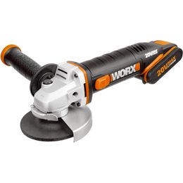 WORX Akku-Winkelschleifer "WX800", B:7,2cm H:7,2cm T:28cm, schwarz, Schleifmaschinen, ergonomisches Design, inkl. 2 Akkus & Ladeger&auml;t