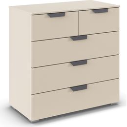 Schubkastenkommode Rauch "Sideboard Schubladenkommode COSTA mit farblich passenden Metallgriffen", beige (champagner), griffe graumetallic, B:80cm H:81cm T:42cm, Holzwerkstoff, Sideboards, f&uuml;nf praktische und ger&auml;umige Schubladen MADE IN GERMANY