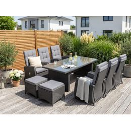 Garten-Essgruppe Konifera, grau, Aluminium, Wicker/Kunststoffgeflecht, Sitzm&ouml;bel-Sets, "&raquo;New Paris&laquo;", inkl. Auflagen, Aluminium/Polyrattan