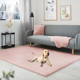 Hochflor-Teppich OTTO HOME, B:160cm H:30mm L:230cm, rosa, Polyester, Teppiche, "Lugano", Kunstfell, Uni Farben, sehr weich & kuschelig