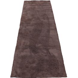 Hochflor-Teppich CarpetFine, B:75cm H:20mm L:240cm, braun, Mikropolyester, Teppiche, "Silky, auch als L&auml;ufer erh&auml;ltlich", Shaggy, Langflor, uni,
