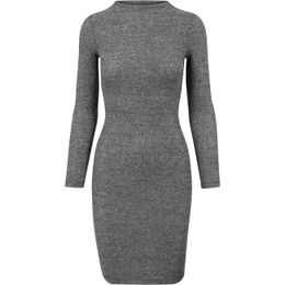 Urban Classics Damen Shirtkleid "Urban Classics Damen Ladies Rib Dress"charcoal, Gr. L, unifarben, 77% Viskose, 19% Polyester, 4% Elasthan, Kleider
