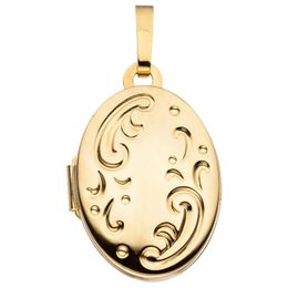 Jobo Damen Medallionanh&auml;nger "Anh&auml;nger Medaillon oval", Gelbgold 333, gold, Gelbgold 333, Schmuckanh&auml;nger, 333 Gold