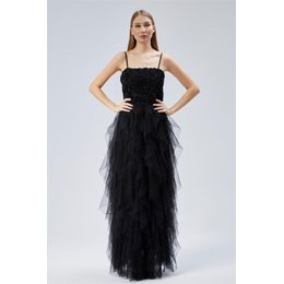 HOME STORE Abendkleid '&Ccedil;i&ccedil;ek Kabartmalı Uzun Elbise' Damen Gr&ouml;&szlig;e 40 schwarz Winterkleid