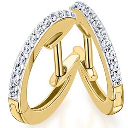 ONE ELEMENT Damen Paar Creolen "0,15 ct Diamant Brillant Ohrringe Creolen aus 585 Gelbgold", Damen, 0,15 mit Diamant, Diamanten Gelbgold 585