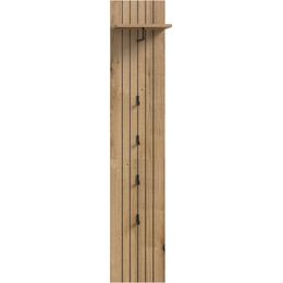 Garderobenpaneel Home Affaire, B:31cm H:160cm T:27cmevoke oak nachbildung, Holzwerkstoff, Garderobenpaneele, "TATIO, Rillenfr&auml;sung, 4 Haken, 1