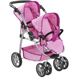 KNORRTOYS Kinder Puppen-Zwillingsbuggy "Big Twin - UMA. Das Einhorn", rosa, Kunststoff, Metall, Stoff, B:38cm H:70cm T:67cm, Puppenwagen