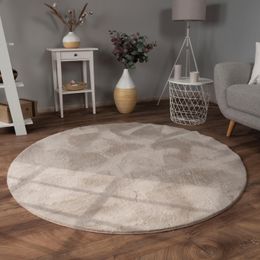Fellteppich Paco Home, H:14mm &Oslash;:80cm, beige, Polyester, Teppiche, "Kunstfell Soft 380", Langflor, Kuschelteppich - besonders weich, Uni-Farben
