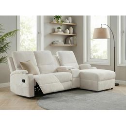 Ecksofa OTTO HOME, B:240cm H:105cm T:155cm, beige, Wohnzimmer, Sofas, "NAPORI Multimediasofa, 3er Kinosessel XXL, L-Form, Cord", Kinosofa mit