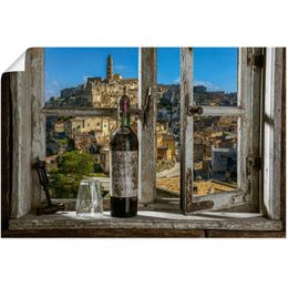 Wandbild Artland, B:60cm H:40cm, grau, Wohnzimmer, Bilder, "Blick aus dem Fenster Matera, Italien", als Alubild, Leinwandbild, Poster in verschied.