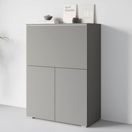 PC-Schrank Home Affaire, B:90cm H:125,1cm T:42cmgrau pallad, Sekret&auml;re, "Vera, Sekret&auml;r, Home-Office-Schreibtisch mit LED-Beleuchtung",