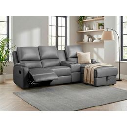 Ecksofa OTTO HOME, B:240cm H:105cm T:155cm, grau, Wohnzimmer, Sofas, "NAPORI Multimediasofa, 3er Kinosessel XXL, L-Form, 3 Bezugsstoffe", Kinosofa