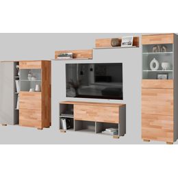 Wohnwand OTTO HOME, B:290cm H:185cm T:35cm, braun, Holzwerkstoff, Massivholz, Wohnzimmer, Kastenm&ouml;bel-Sets, sch&ouml;ne moderne Optik