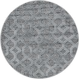 Teppich, H:20mm &Oslash;:200cm, grau, Ayyildiz Teppiche, Polypropylen (PP), Wohnzimmer, Teppiche, "PISA 4702", auch in rechteckig, Hoch Tief Struktur,