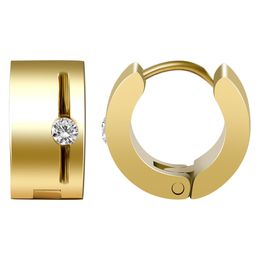 Adelia&acute;s ADELIA ́S Damen Klappcreolen "Damen Ohrringe &ndash; Klappcreole aus Edelstahl mit Strass Steinchen"gold, Edelstahl, Ohrringe, Perfekt als Geschenk f&uuml;r