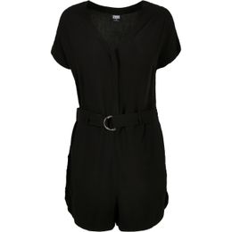 Urban Classics Damen Jumpsuit "Urban Classics Damen Ladies Short Viscose Belt Jumpsuit"schwarz, Gr. L, 100% Viskose, Overalls