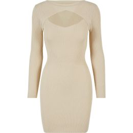 Urban Classics Damen Shirtkleid "Urban Classics Damen Ladies Cut Out Dress"sand, Gr. L, unifarben, 35% Viskose, 35% Polyacryl, 30% Polyamid, Kleider