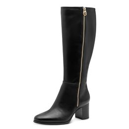 Stiefel MARCO TOZZI by GMK, Damen, Gr. 38, Normalschaft, schwarz, Lederimitat, unifarben, Schuhe Stiefel, Blockabsatz, Langschaftstiefel, Zierrei&szlig;verschluss an der Au&szlig;enseite