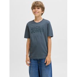 Jack & Jones Jungen Rundhalsshirt "JJECORP stylisch, atmungsaktiv, pflegeleicht"stormy weather print:big tonal, Gr. 128, JACK & JONES JUNIOR, bedruckt, Jersey,