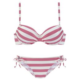 Venice Beach Damen B&uuml;gel-Bikini, rosa, Gr. 42, gestreift, Recycling-Polyester, Bikini-Sets, mit gewebten Streifen