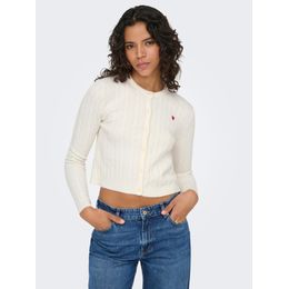 Only Damen Strickjacke "ONLKATIA LS CABLE BUTTON CARDIGAN CC KNT"baby's breath detail:true rot heart emb, dtm button, Gr. XL, unifarben, Strick,