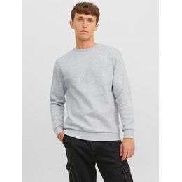Jack & Jones JACK & JONES Herren Sweatshirt "JJEBRADLEY mit Rippb&uuml;ndchen f&uuml;r Alltag und Freizeit", grau, Gr. S, meliert, angeraute Sweatware, Obermaterial: 61%